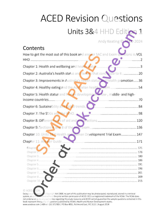 ACED Revision Questions Book - Units 3&4 Health and Human Development – ACED + Psyched VCE ...