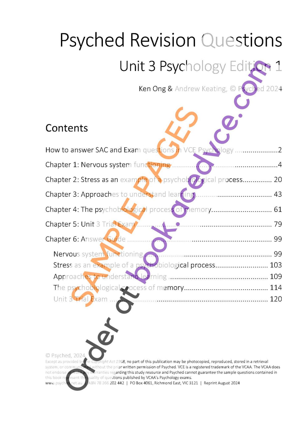 Psyched Revision Questions Book - Unit 3 Psychology Edition 1 – ACED ...
